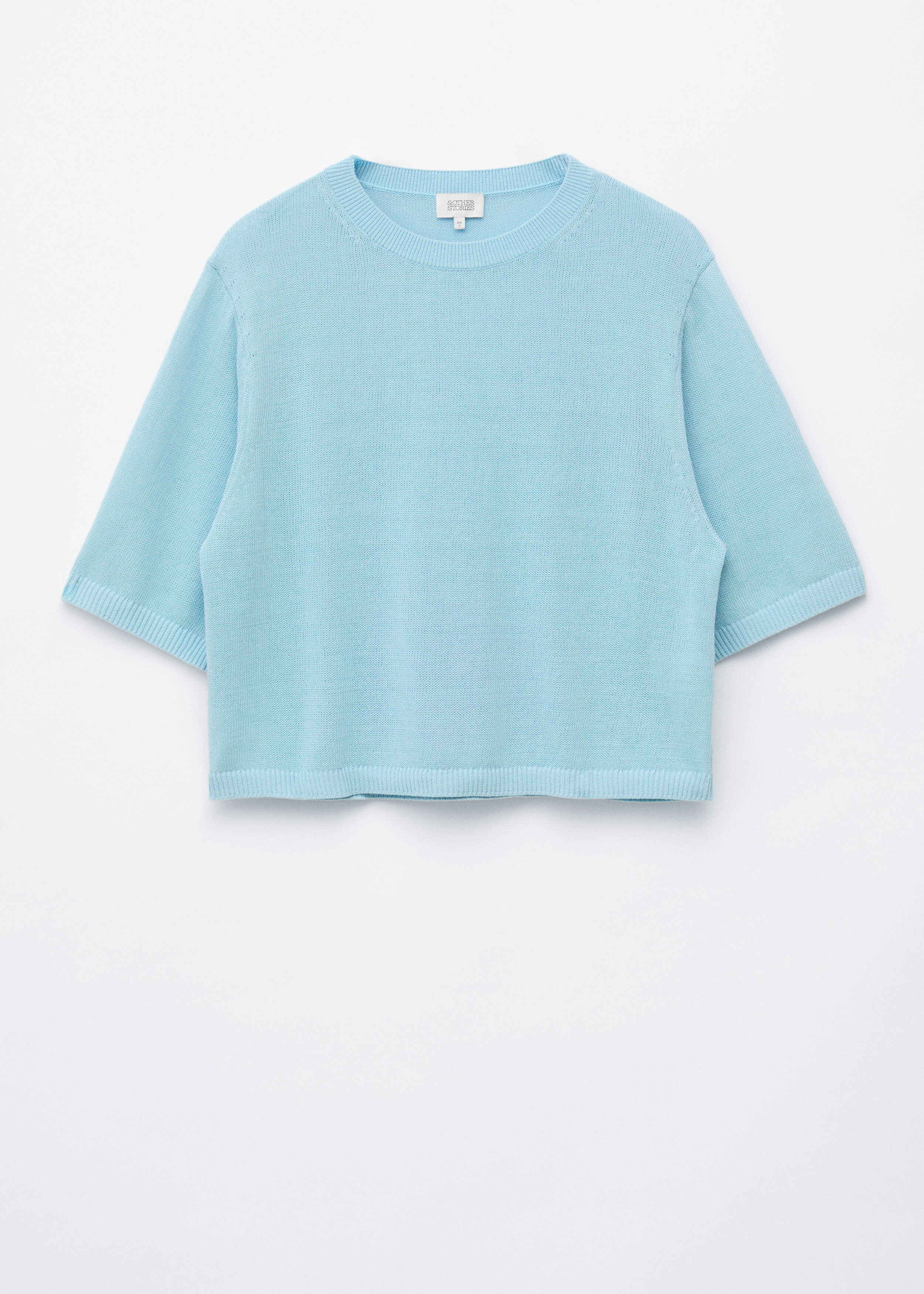 Knitted Cotton T-Shirt - Light Turquoise - & Other Stories US