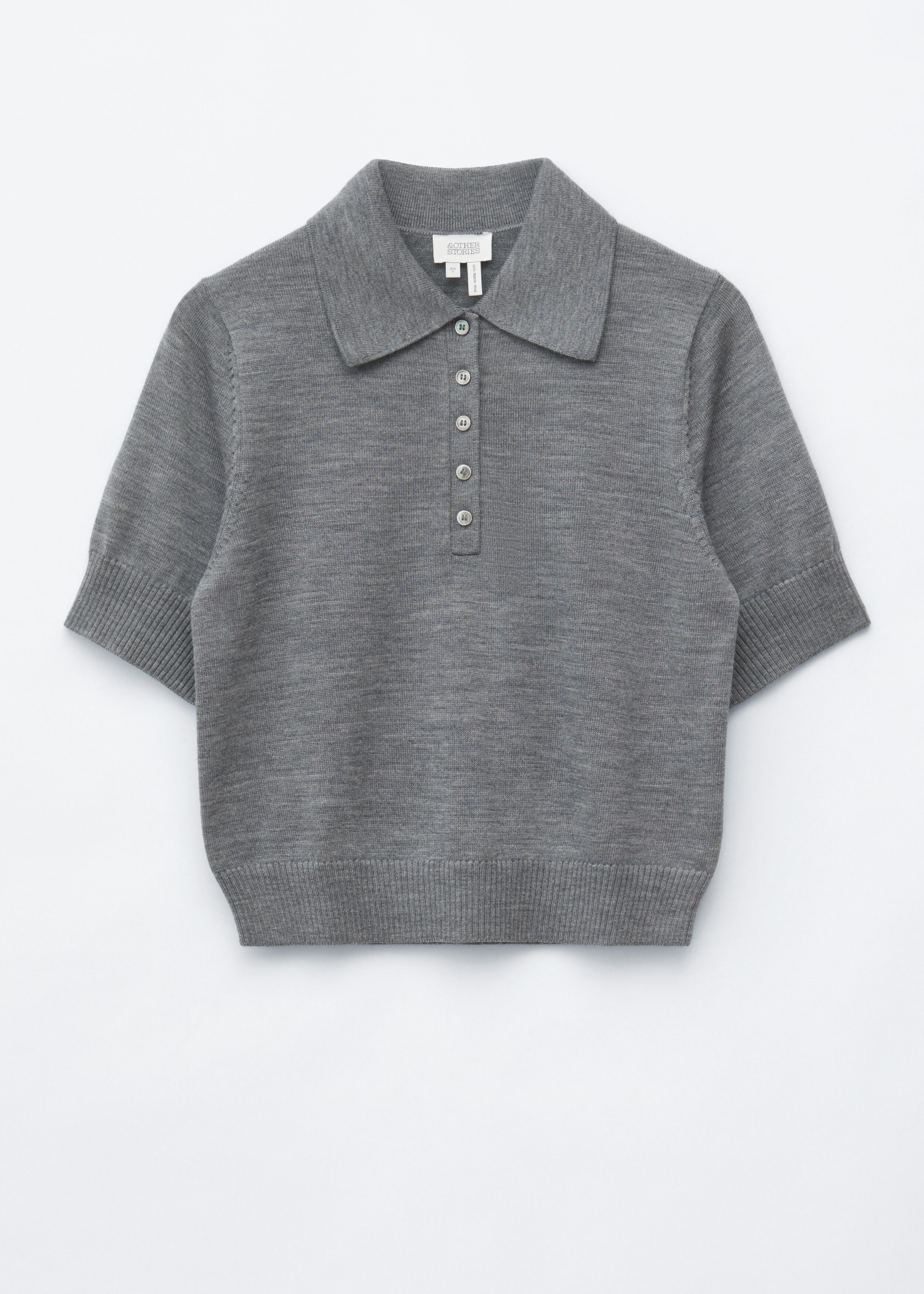 Wool Polo T-Shirt - Dark Grey Melange - & Other Stories US