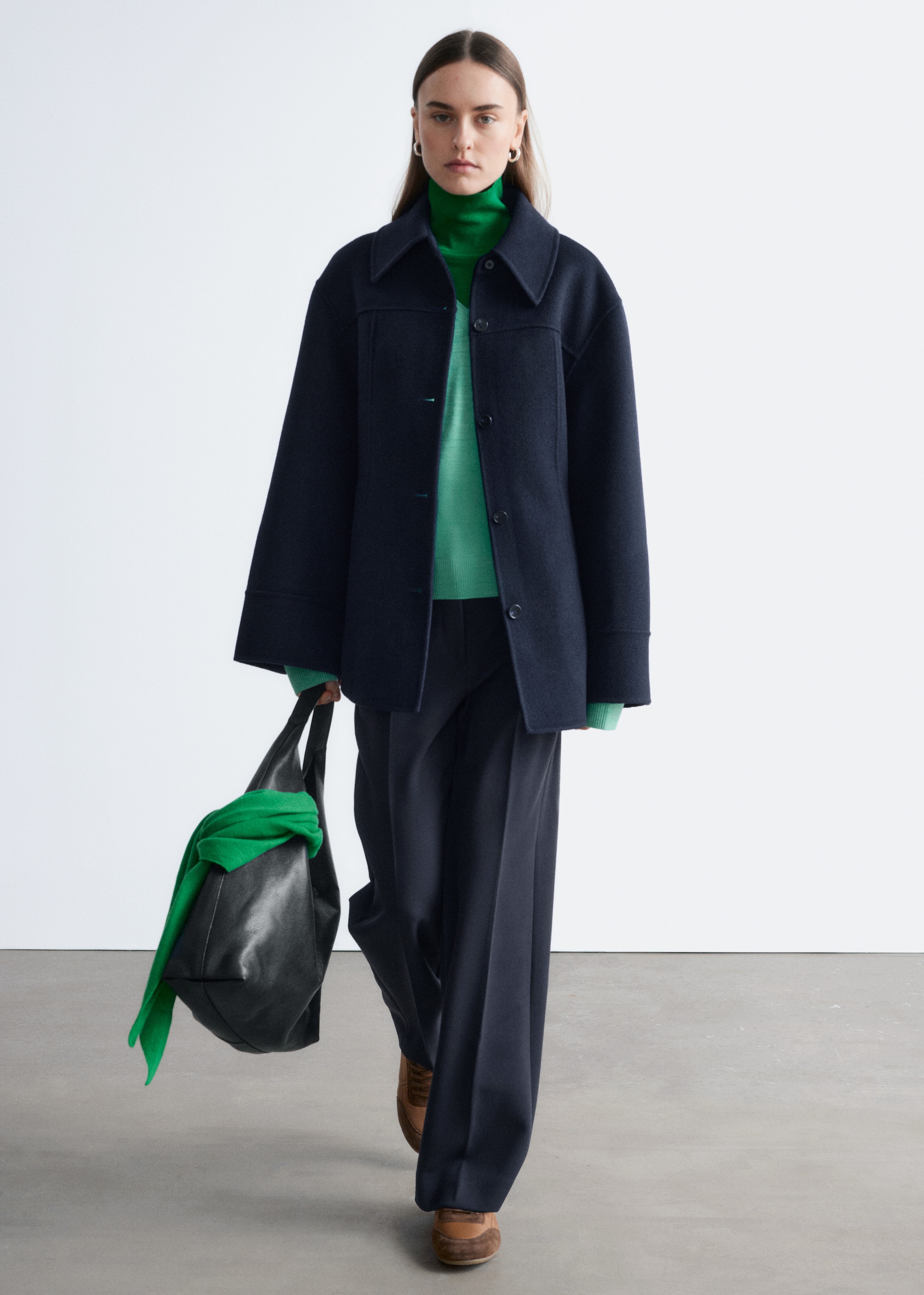 Tapered Wool Jacket - כחול כהה - Ladies | H&M IL