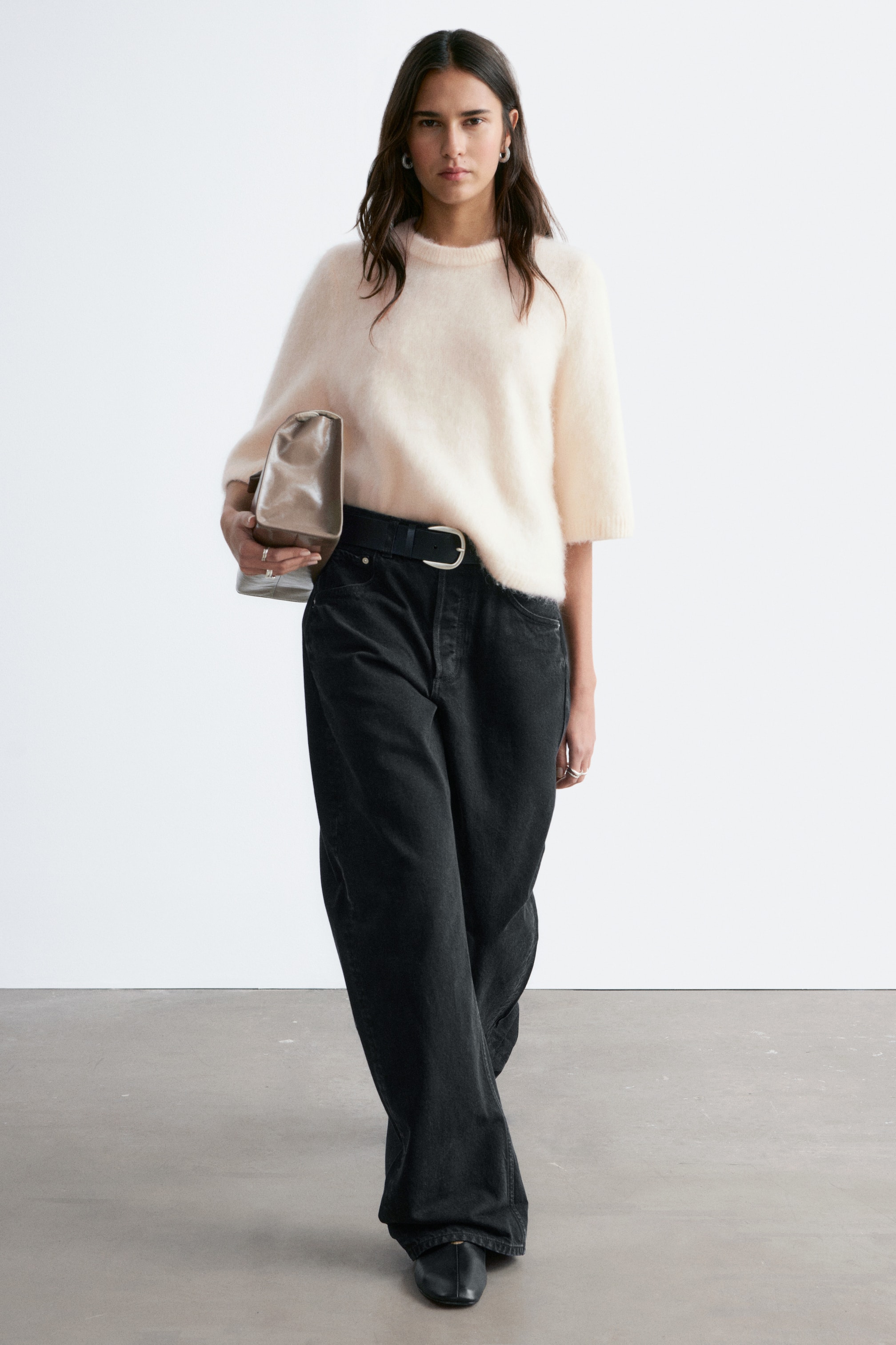 Gebreid T-shirt van een mohairmix - Crème - DAMES | H&M NL