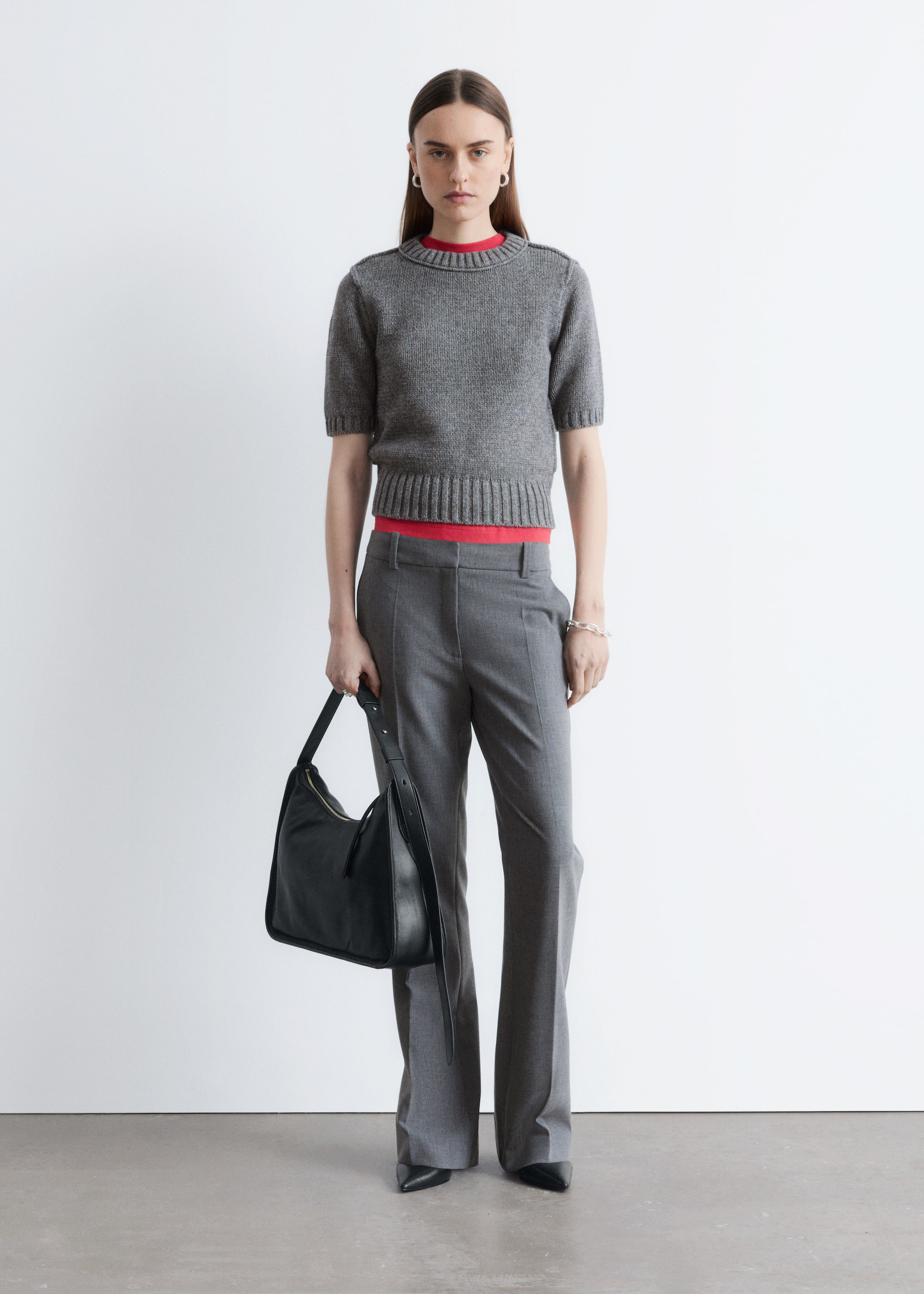 Camiseta de punto en mezcla de lana - Gris oscuro melange - MUJER | H&M ES