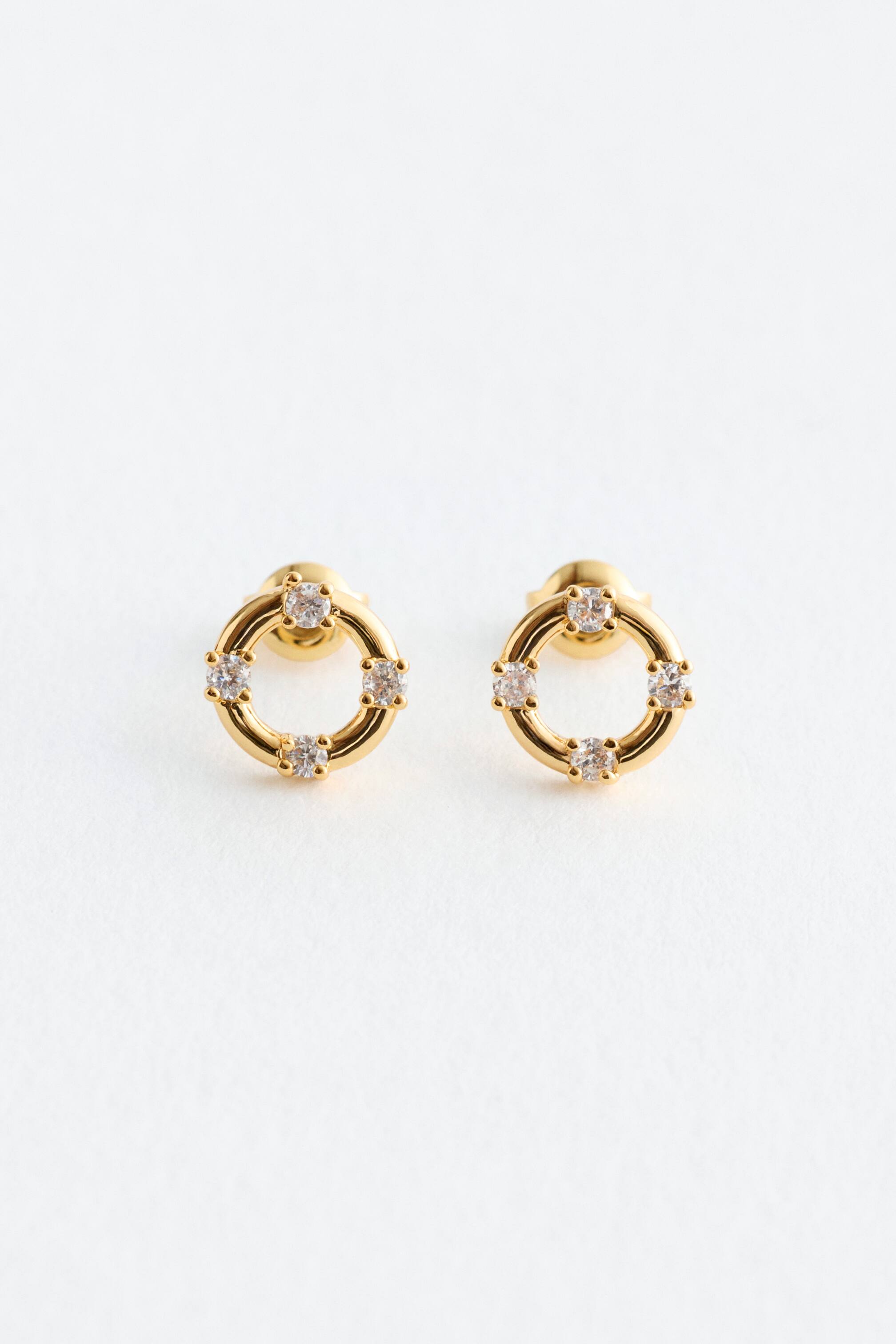 Rhinestone-Detailed Stud Earrings - Gold - DAME | H&M DK