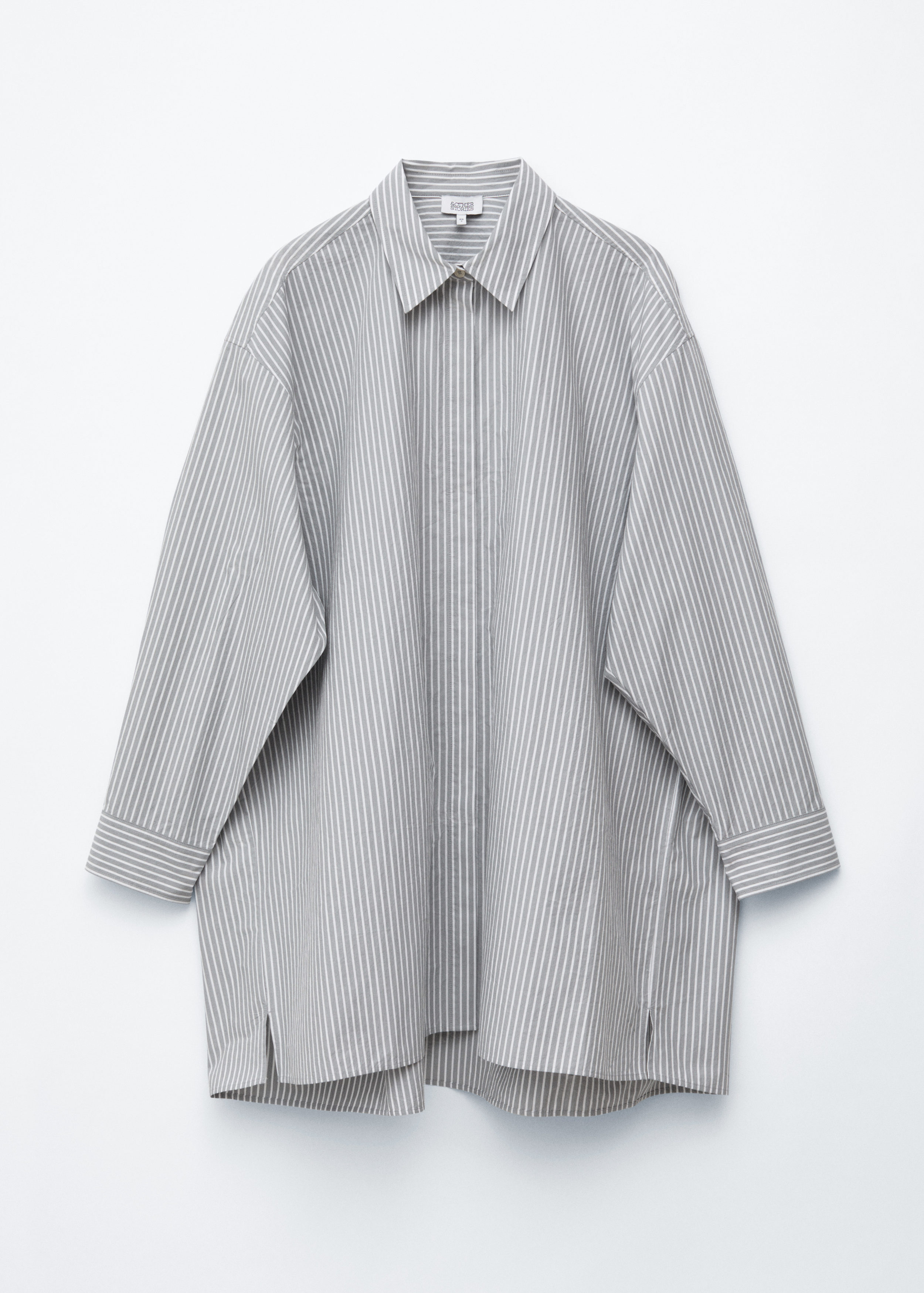 Oversized Shirt Mini Dress - Grey/White Pinstripes - & Other Stories BE