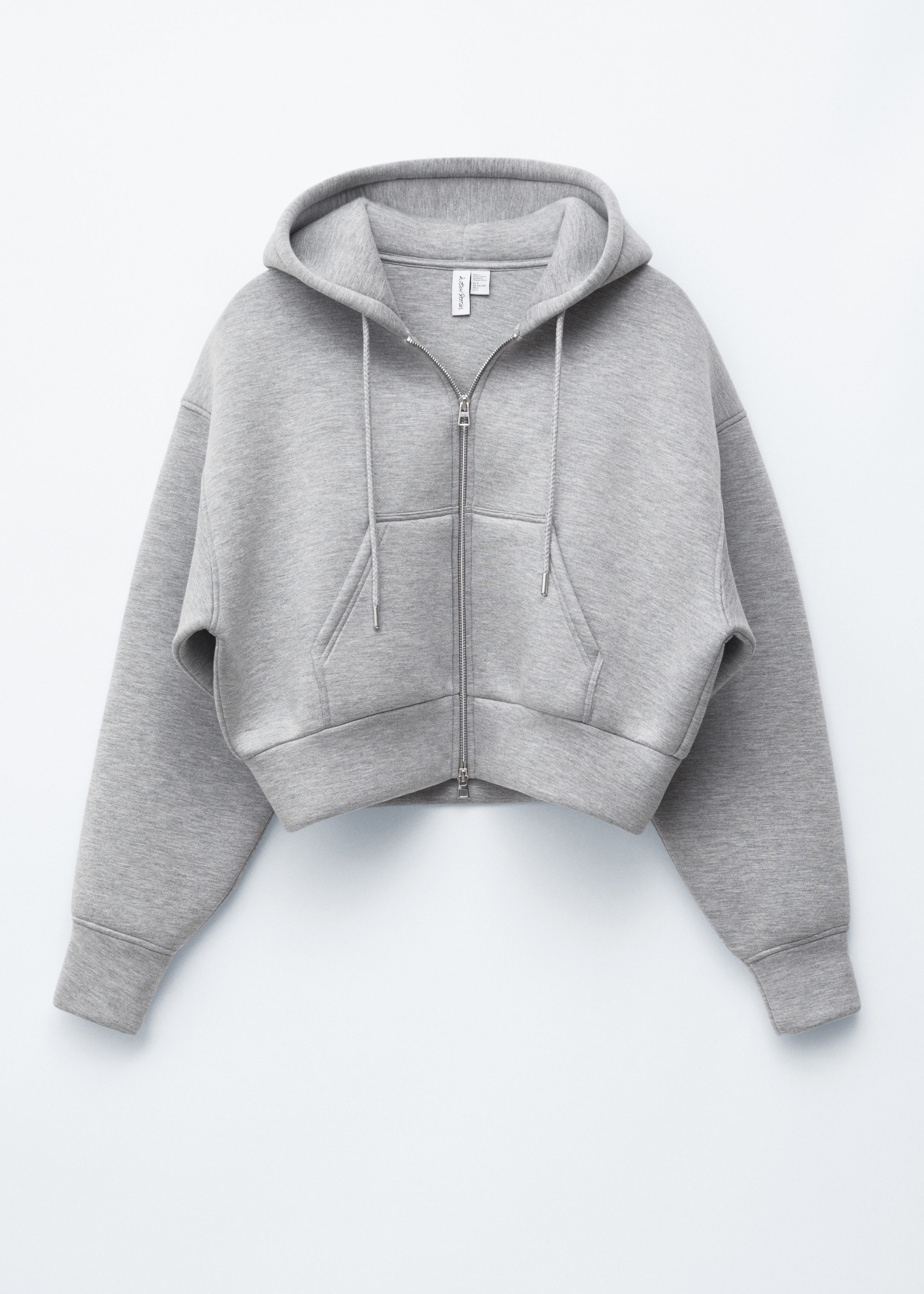 Cropped Scuba Zip-Up Hoodie - Light Grey Melange - & Other Stories AD