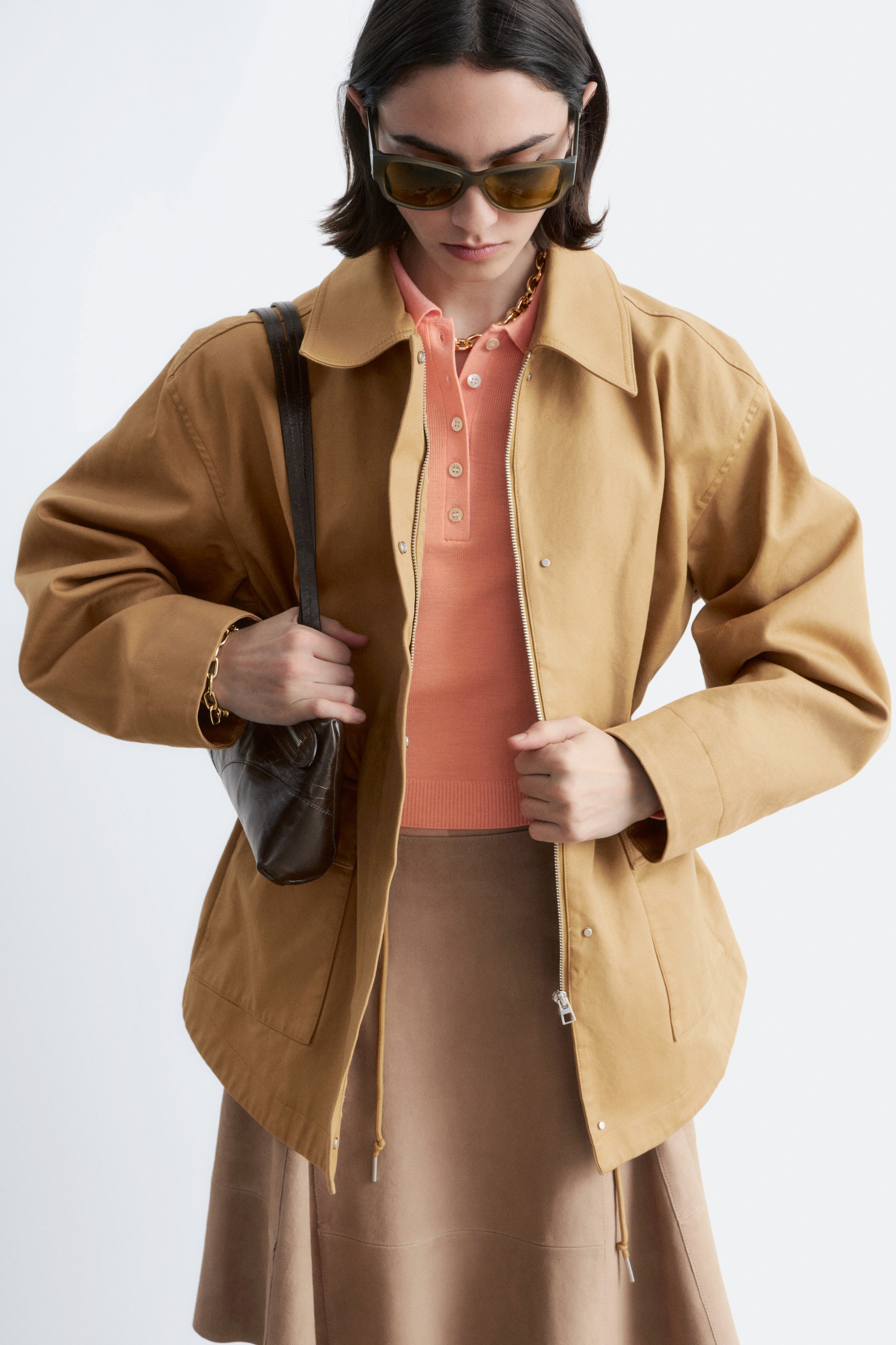 Women's Mustard Yellow Oversized Drawstring Utility Jacket | H&M GB