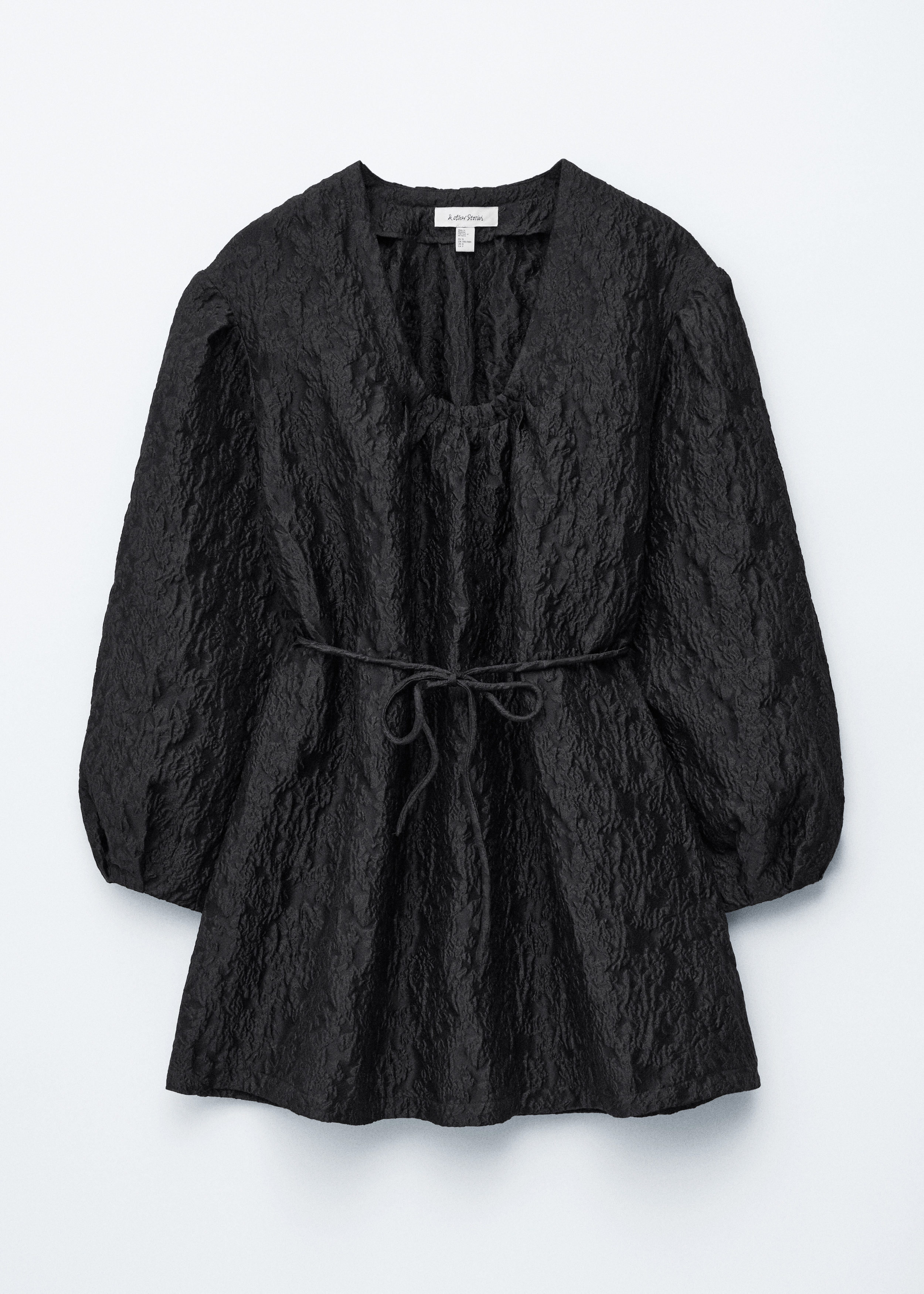 Tie-Front Jacquard Mini Dress - Black - & Other Stories AD