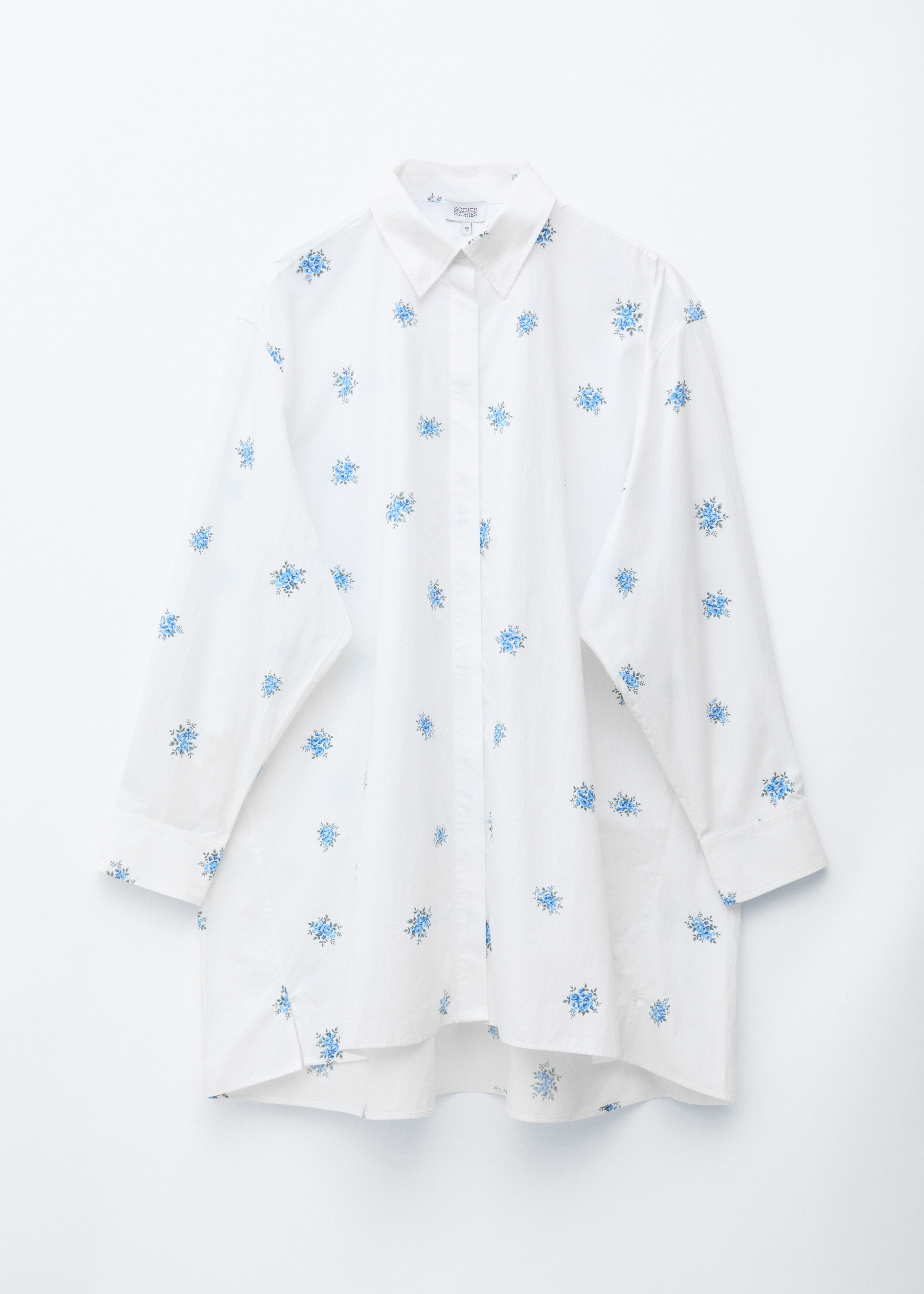 Oversized Shirt Mini Dress - White/Blue Florals - & Other Stories BE
