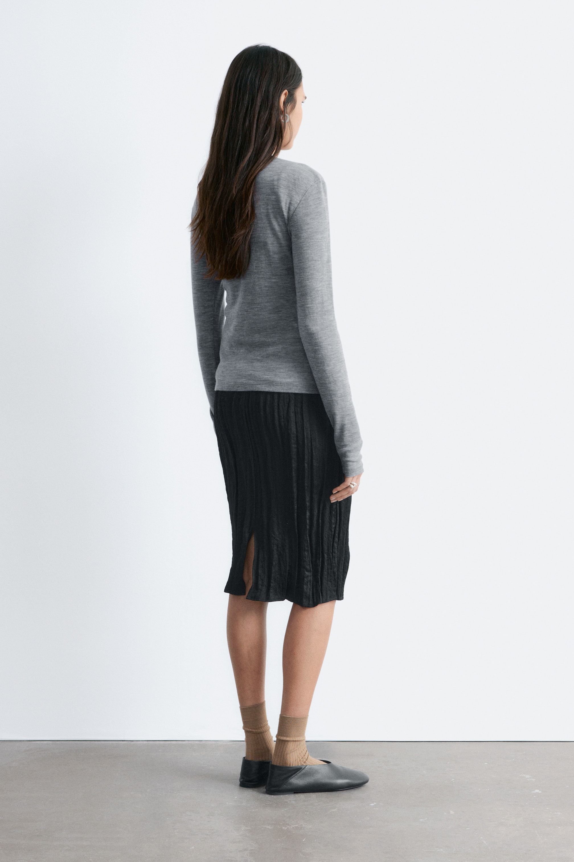 Top din Lână cu Plachetă pe Jumătate - Gri melanj - FEMEI | H&M RO