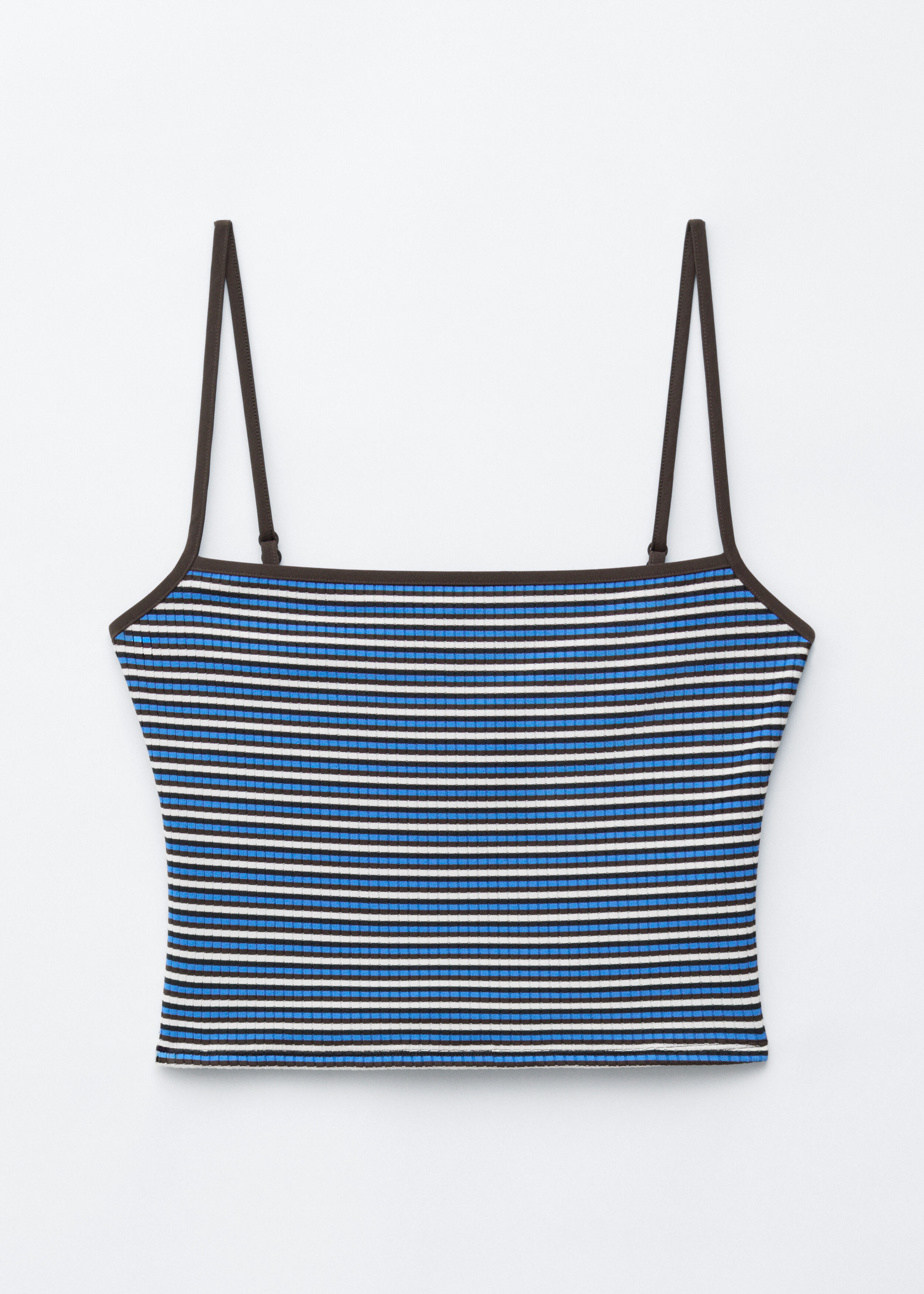 Square-Neck Cropped Tankini - Dark Brown/White/Blue - & Other Stories DK