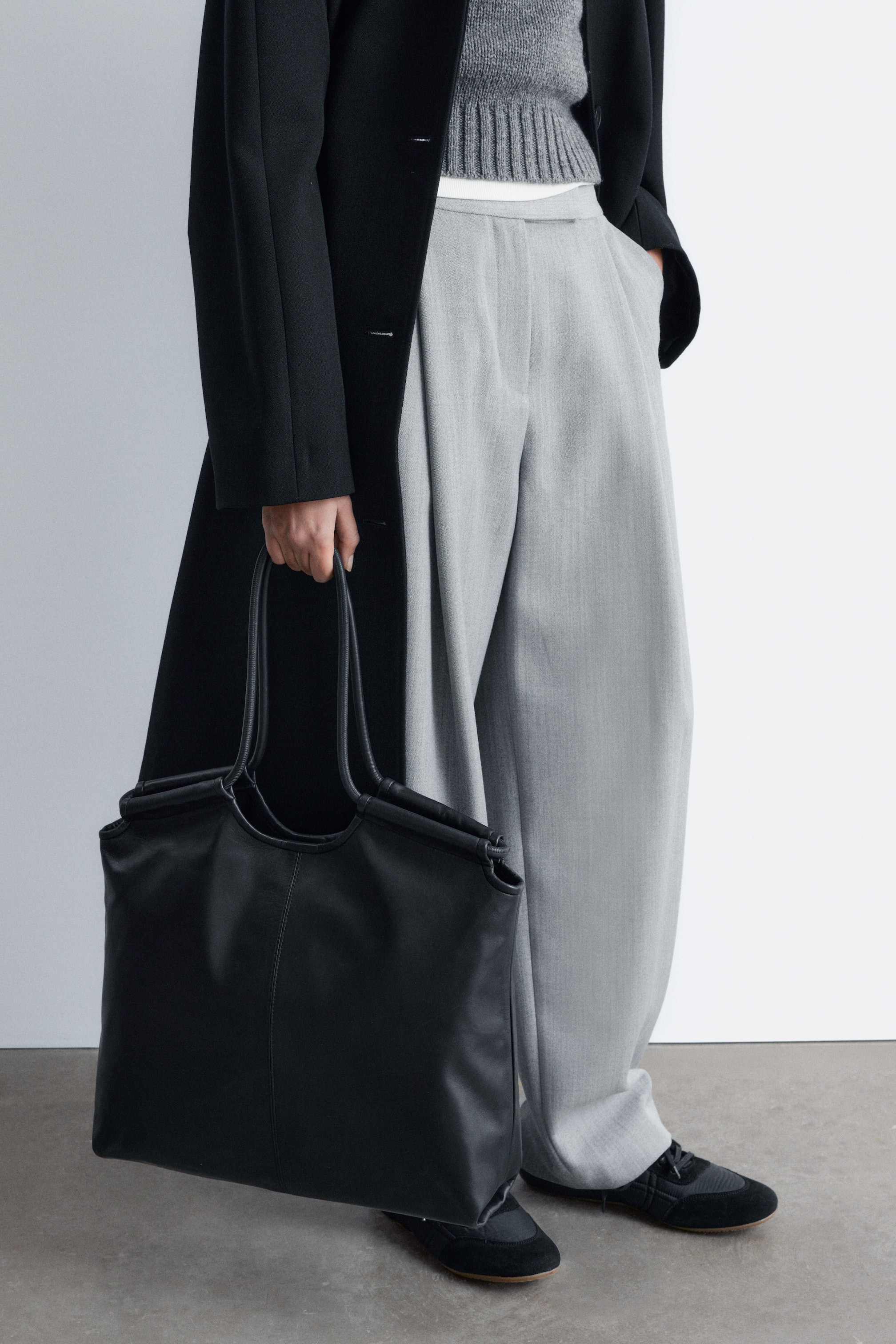 Grand sac cabas en cuir - Noir - FEMME | H&M CH